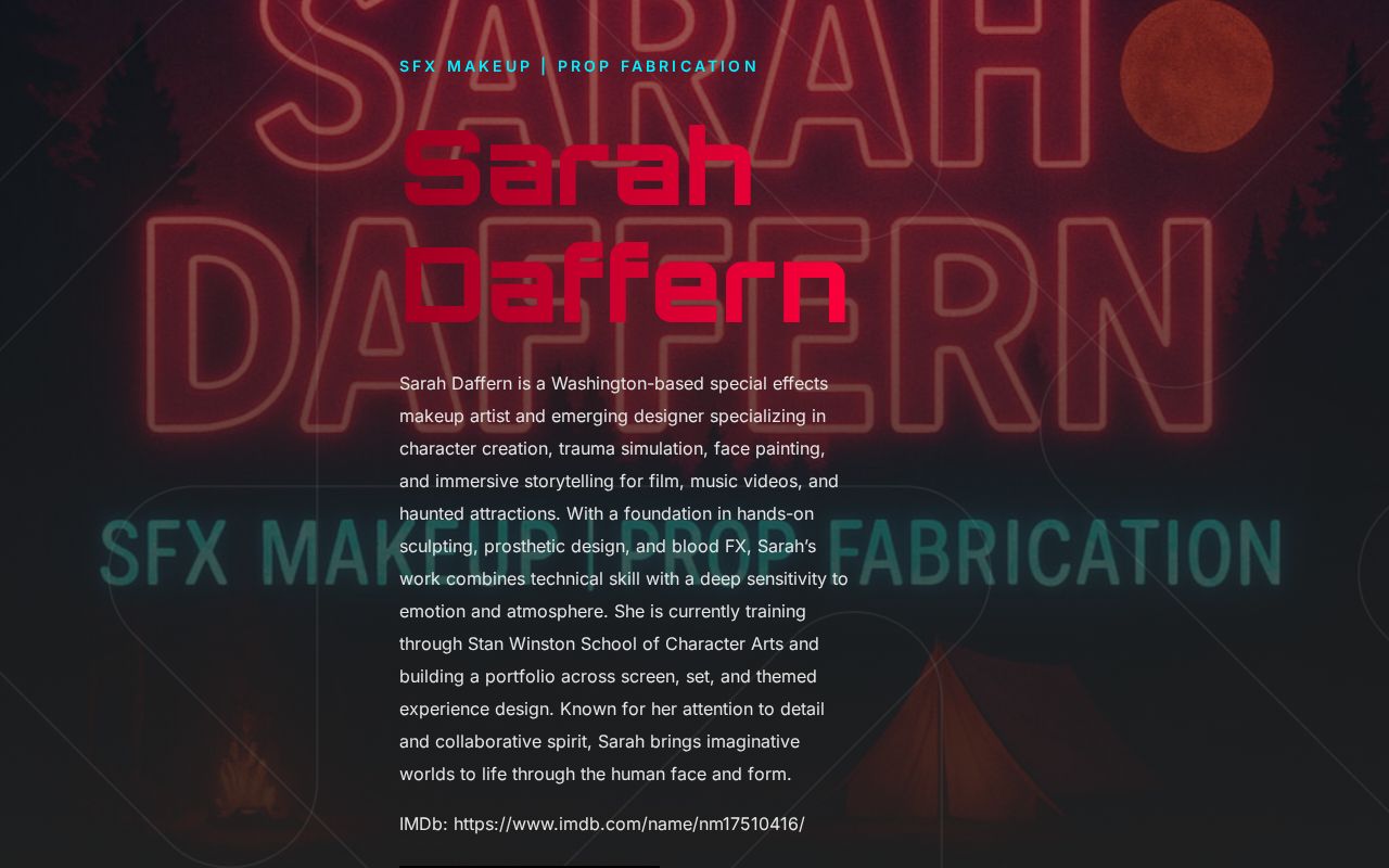 Sarah Daffern | SFX Makeup | Prop Fabricator